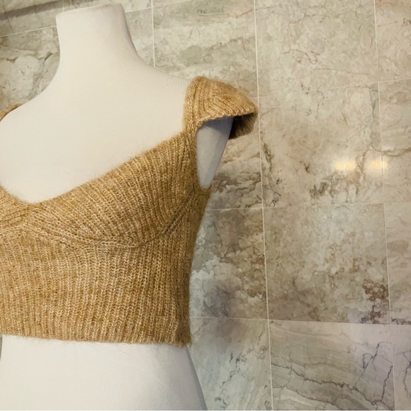 Zara | Tops | Zara Tan Knit Crop Top | Poshmark